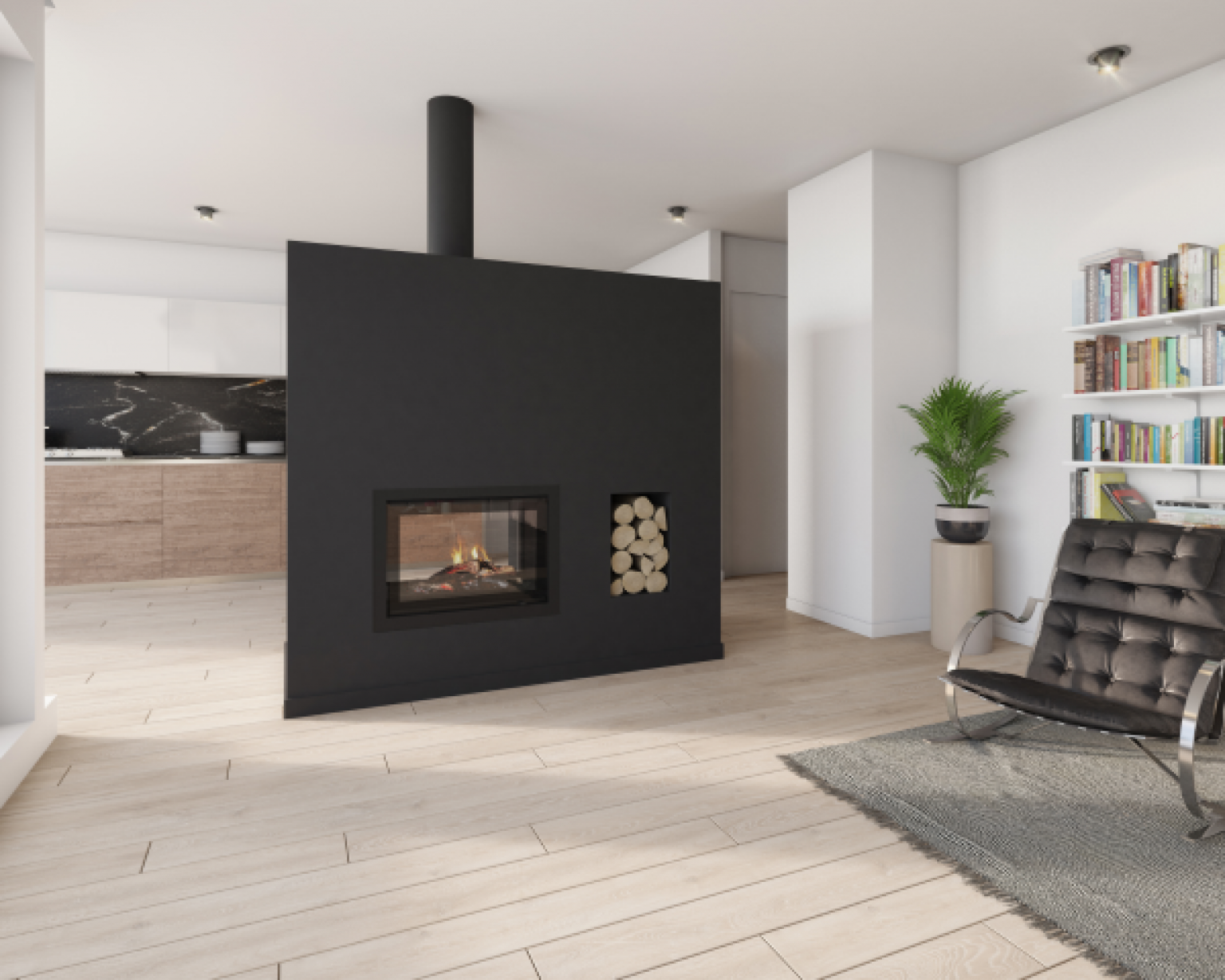 VRIJSTAANDE HAARD CUB'R 60CM HOOG